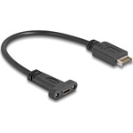 Delock USB-E A Key -> USB-C 3.2 Gen2 M/F adatkábel 0.25m fekete panel ...