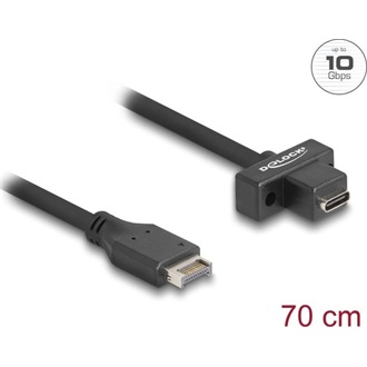 Delock USB-E A Key -> USB-C 3.2 Gen2 M/F adatkábel 0.7m fekete panel ...