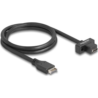 Delock USB-E A Key -> USB-C 3.2 Gen2 M/F adatkábel 0.7m fekete panel ...